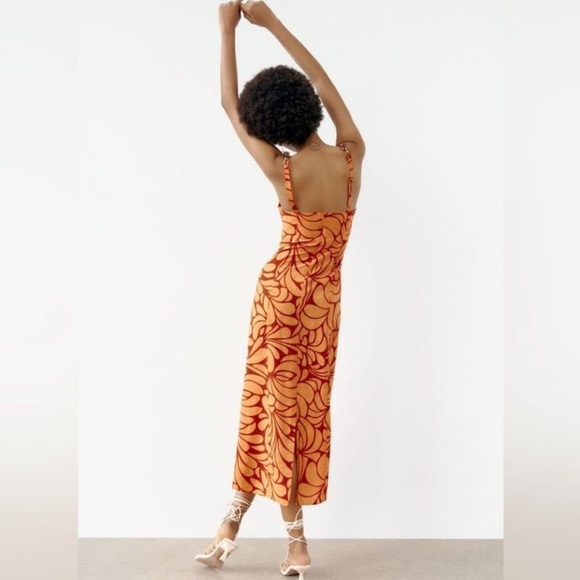 Zara | Dresses | Zara Rustorange Chain Strap Midi Dress | Poshmark
